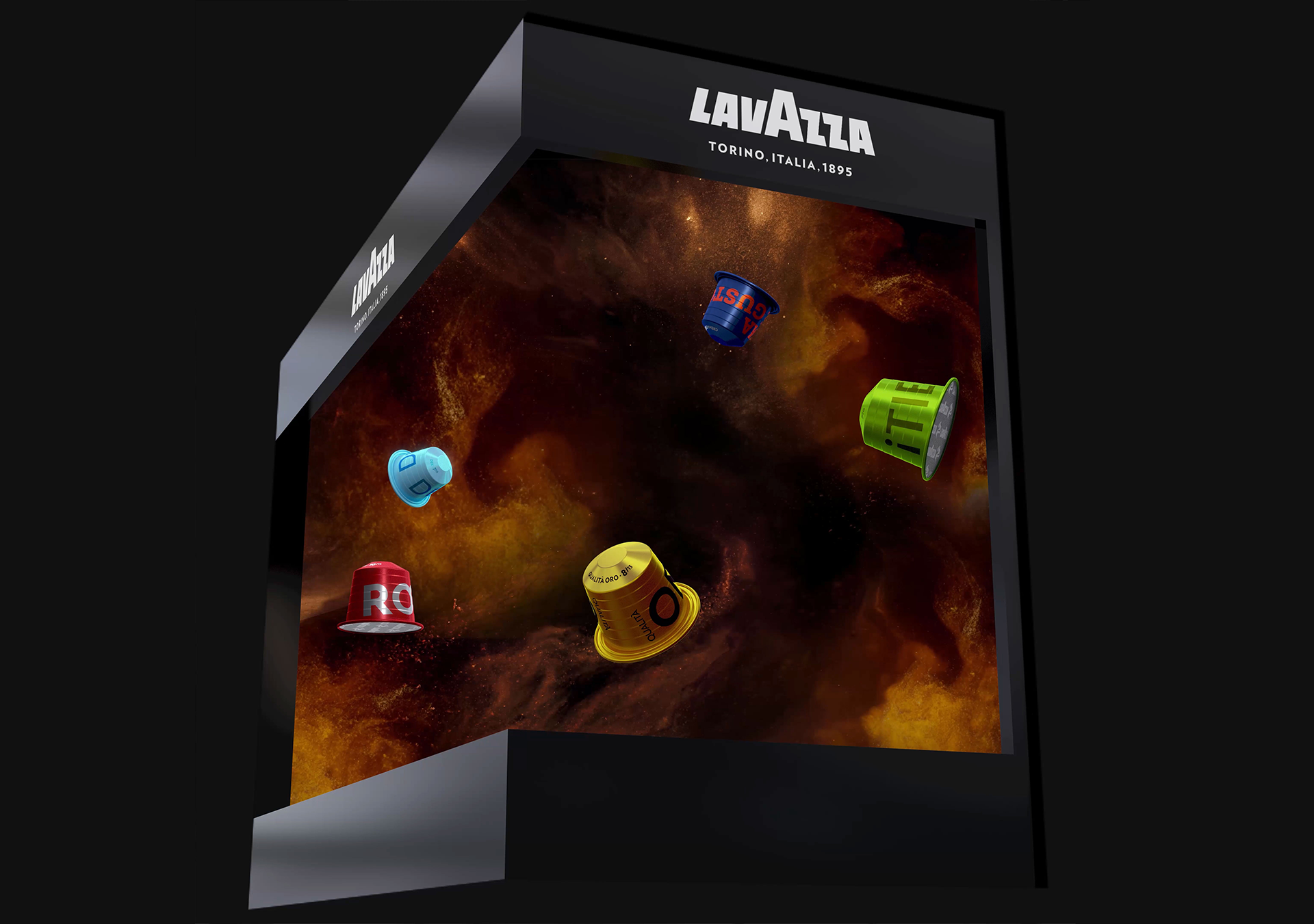 Lavazza coffee capsules gone wild - a digital out of home by BitForFun